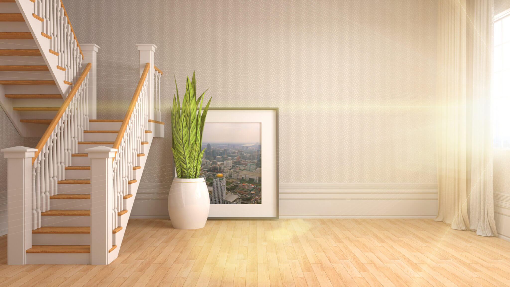 Stair Parts Project: Classic Wooden Straight Staircase with an 180 ...