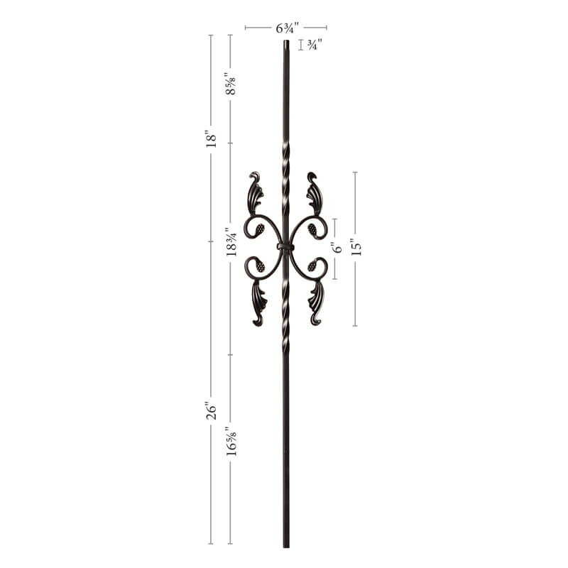 Feather Scroll Iron Baluster | Stair-parts.com
